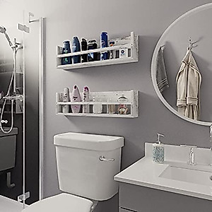 brightmaison Polynez 30" Floating Shelves for Wall Decor, Kids Bookshelf for Wall, Nursery Book Shelves, Multiuse Wall Shelf Set of 2 Wood Burnt White