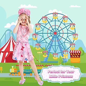 SOLIEHOO Girls Dress Up Princess Dresses, 19 Pcs Girls Dress Up Trunk with 4 Tops 3 Skirts and Princess Shoes, Toddler Pretend Play Costumes Dress Up Clothes for Girls Aged 3 4 5 6