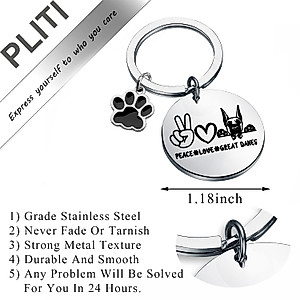 PLITI Great Dane Keychain Great Dane Mom Gift Great Dane Owner Gift Great Dane Lover Gift Peace Love Great Danes Keyring (peace love danes ky)