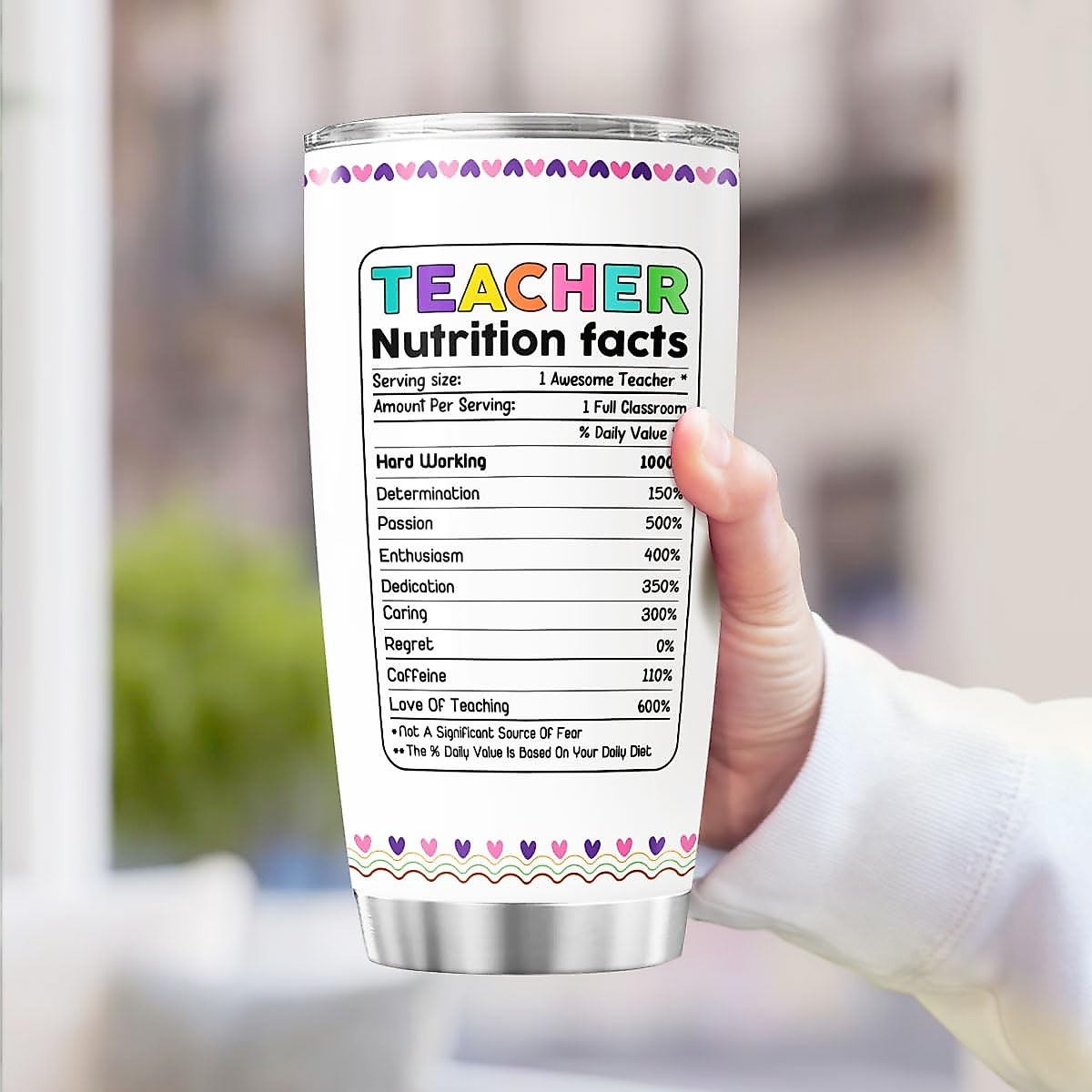 JENOIS Teacher Gifts, Tumbler 20 Oz With Lid And Straw, Music For Stainless Coffee Tumblers Steel Pack Women Appreciation Gift Cups, Teachers Nutrition Facts