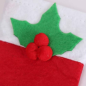 Happyyami 6 Pcs Christmas Silverware Holders Mini Stocking Dinner Table Decorations Tableware Holder Cutlery Knife Spoon Fork Candy Pouch Bag Hanging Socks for Xmas Tree