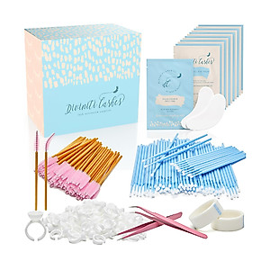 Lash Extension Supplies, Spa Gifts for Adults - Lash Tech Supplies for Eyelash Extension Supplies - Under Eye Pads, Tweezers, Wands, Swabs, Glue Rings, Eyelash Extension Tape, White Elephant