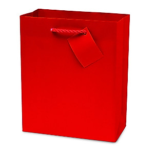 Red Gift Bags - 12 Pack Medium Red Gift Bags with Handles, Gift Wrap Paper Euro Totes for Valentine's Day, Holiday Gift Wrap, Birthday & Wedding, Small Business, Retail & Boutiques, Bulk - 7.5x3.5x9