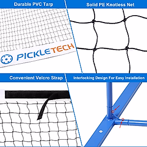 PICKLETECH Portable Pickleball Net Outdoor 22FT Regulation Size Set 3.0 Reinforced Version (Blue)