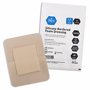 MED PRIDE Silicone Bordered Foam Adhesive Sterile Dressing Pads 4"X5", Pack of 10, Individually Wrapped, Nonstick, Pain Free Removal