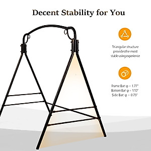 VINGLI Upgraded Metal Porch Swing Stand with Antique Bronze Finish, Heavy Duty 660 LBS Weight Capacity Steel Swing Frame with Extra Side Bars, Powder Coated Hanging Swing Frame Set for Outdoors