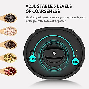 Electric Salt and Pepper Grinder Set Rechargeable with Charging Station Base, USB Type-C Cable, LED Light, Stainless Steel Automatic Spice Salt Pepper Shakers Grinder, Adjustable Coarseness Mill