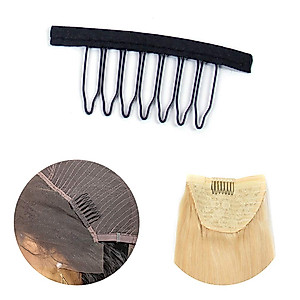 70 Pcs Wig Accessories Set 60Pcs Hair Extensions Wig Clips 7-Teeth Wig Combs with Cloth 6-Teeth U-Shape Metal Snap Clips 5 Curved Needles 5 T-Pins