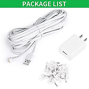 wochel Power Cable Compatible with Google Nest Cam Outdoor or Indoor, Battery, 25Ft/7.5m Flat Weatherproof Outdoor Charging Cable Continuously Power Your Nest Camera - White