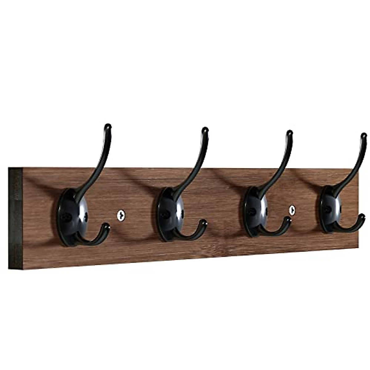 BAMEOS Wall Mounted Coat Rack, Bamboo Wall Coat Rack Hooks, 4-Hooks Rail for Entryway, Bathroom, Bedroom,Closet Room, Kitchen (Brown)