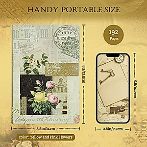 Billtigif Vintage Journal Notebook, Cute Diary Travelers Journals Sketchbooks, Journals for Women Men to Write in, Gift for Girls Boys, 5.5 x 8.5 inch (Yellow and Pink Flowers)