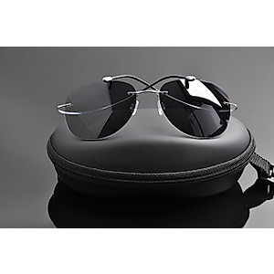 De Ding Mens rimless titanium polarized Sunglasses (silver, gray)