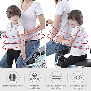 MOCOHANA Childrens Motorcycle Safety Harness Breathable Mesh Adjustable Kids Safety Seat Strap Carrier for Bike Riding Reflective, Green