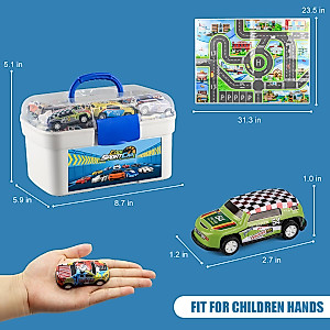 Mostop 50PCS Pull Back Cars,Toys for 3 Year Old Boys Girls, Push and Go Toy Race Car Vehicle with Storage Box, Friction Power Diecast Kids Toy Mini Cars for 3+ Years Old,Best Gifts for Party Birthday