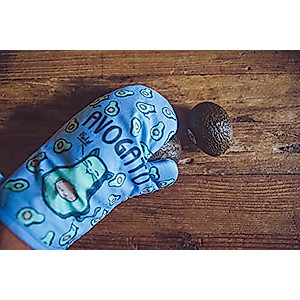 Avogato Oven Mitt Funny Cat Gato Avocado Toast Kitty Lover Graphic Oven Glove Funny Graphic Kitchenwear Funny Food Novelty Cookware Blue Oven Mitt