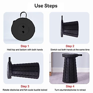 HS168 Upgraded Retractable Folding Stool, Collapsible Portable Stool with Seat Cushion & Nylon Bag, Camping Retractable Foldable Stool with Adjustable Height Telescopic Stool