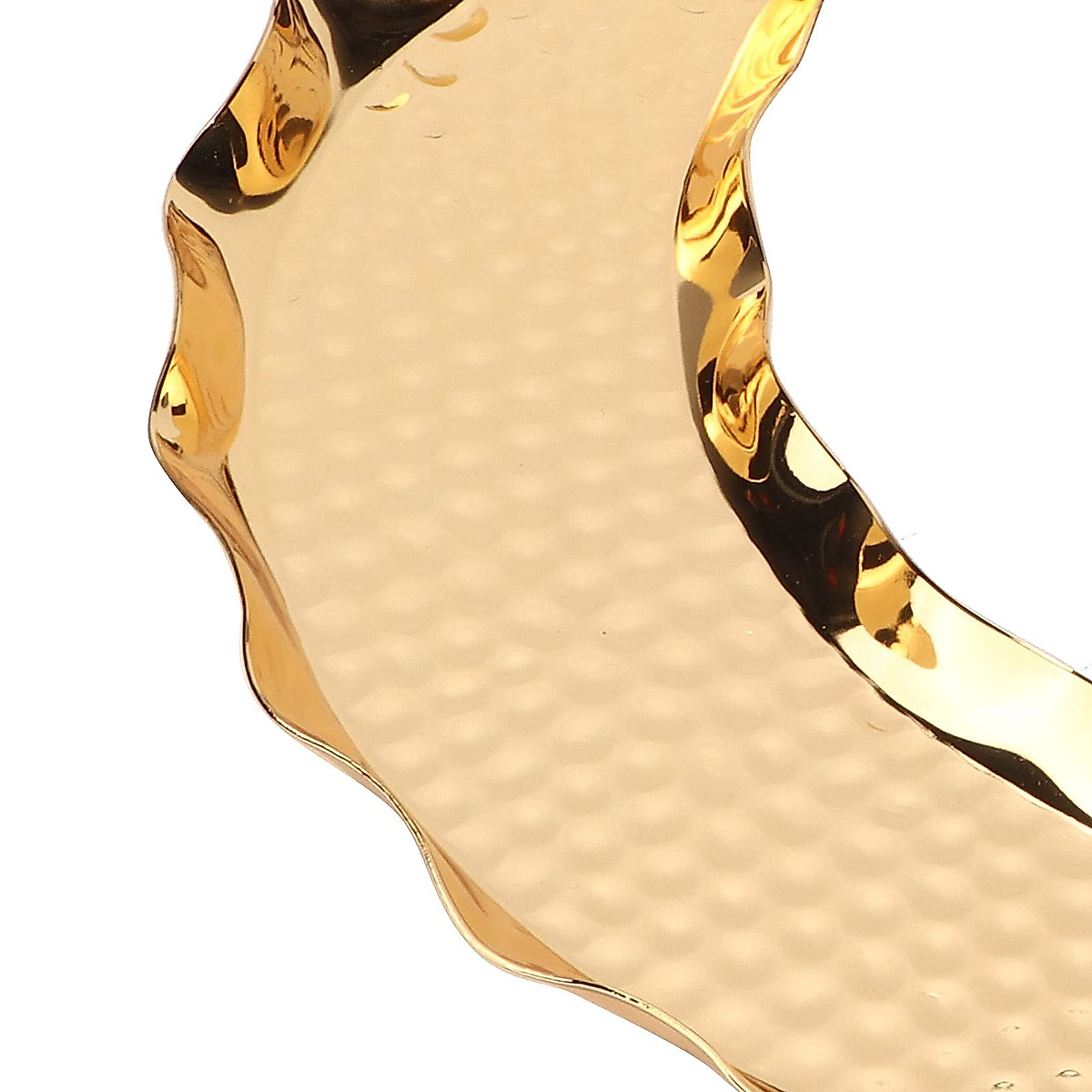 HERCHR Gold Decorative Serving Tray, Half‑Moon Shape Coffee Tea Tray Fruit Plate Coffee Serving Tray for Home Decoration