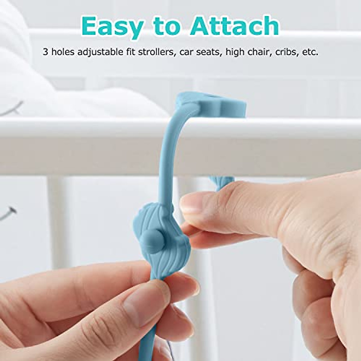 4 Pack Pacifier Clip, Toy Safety Straps, Conch Design Silicone Adjustable Baby Pacifier Teether Straps, 4pcs Toddler Toy Bottle Harness Straps for Strollers, High Chair, Cribs, Bags, BPA Free