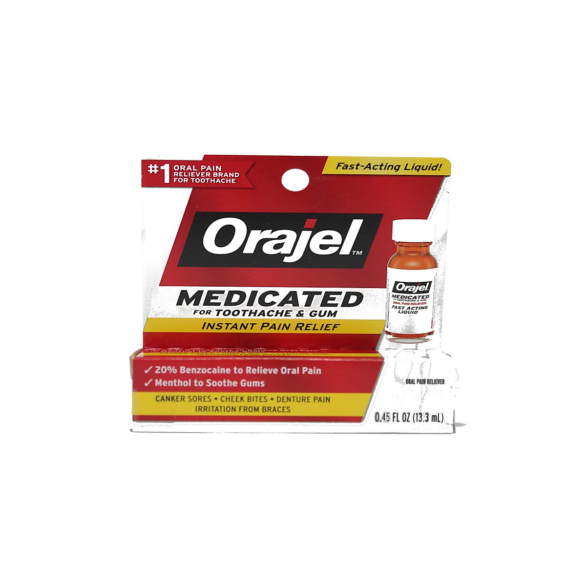 Orajel Maximum Strength, Liquid 0.45 fl oz (13.3 ml) Pack of 2