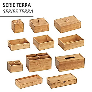 WENKO Terra M 23923100 Bamboo Storage Box with Lid 15 x 7 x 15 cm Brown
