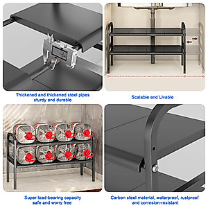 TLCHEN 2 Tier Under Sink Organizers and Storage,Expandable Cabinet Shelf Organizer,with 8 Removable Panels Multi-Purpose Storage Shelf,for Kitchen Bathroom Storage Rack(BLACK)