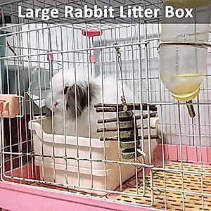 BNOSDM Large Rabbit Litter Box Deep Rabbit Toilet Bunny Potty Training Litter Box with Tray Corner Small Animal Litter Pan for Adult Rabbits Chinchillas Ferrets Galesaurs (White)