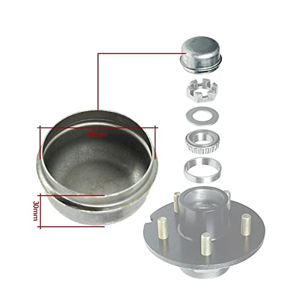 Z-oneMart 2 Pcs 1.98'' Replaces Trailer Grease Cover Dust Cap, Bearing Buddy Caps Apply to Steel Dust Caps for 2,000lbs-3,500lbs(2.0K-3.5k) 5 Lug/4 Lug Axle Hubs, DC-200