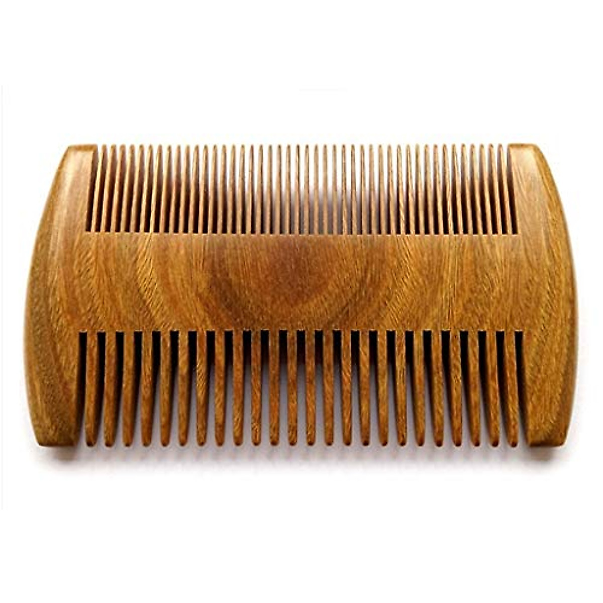 Myhsmooth GS-SM-NF Handmade Natural Green Sandalwood No Static Comb Pocket Comb Perfect Beard Comb with Aromatic Scent for Long and Short Beards Perfect Mustache Comb(4" Long Two Sides)