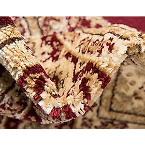 Unique Loom Versailles Collection Traditional Classic Border with Medallion Motif, Area Rug (6' 0 x 6' 0 Round, Burgundy/ Ivory)