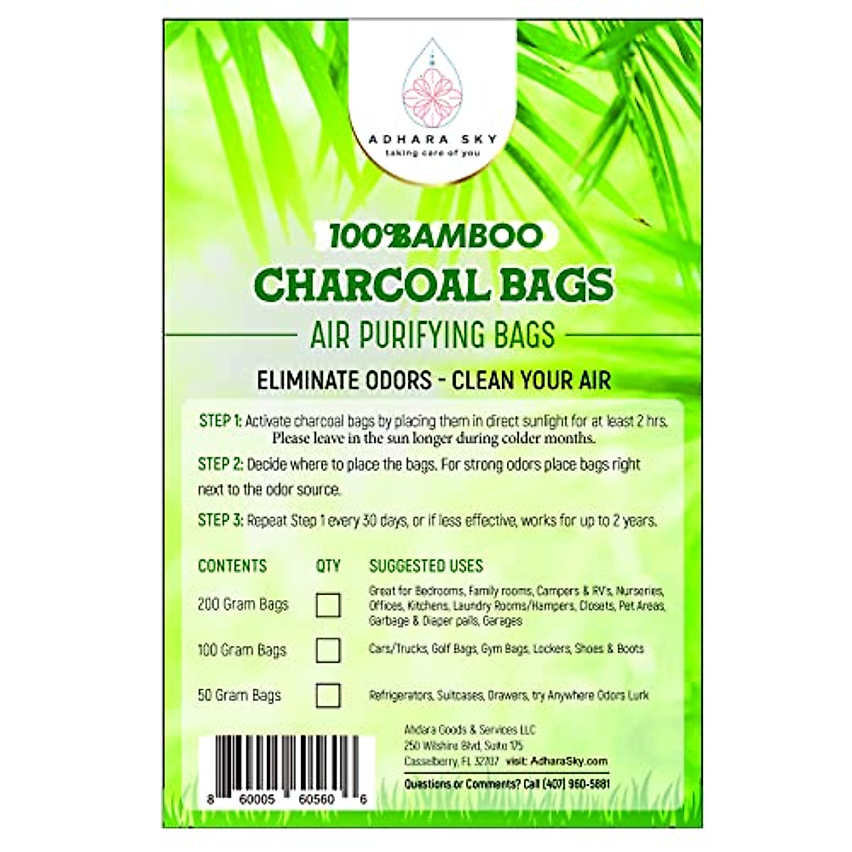 Adhara Sky 12 Pack Bamboo Charcoal Air Purifying Bag, Activated charcoal Bags Odor Absorber, Odor Eliminator for Home, Car, Office, Closet & House Deodorizer (6X200g,2X100g,4X50g,6 Hooks & Strings)