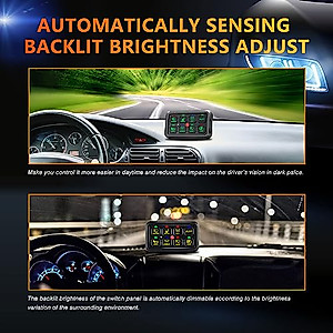 GEARZAAR 8 Gang Switch Panel with APP RGB Automatic Dimmable On-Off LED Switch Panel, Toggle Momentary Pulsed Bluetooth Electronic Relay System 12-24V IP65 Waterproof for Pickup Jeep UTV SUV Marine