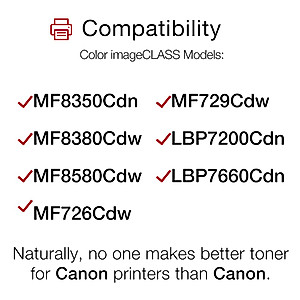 Canon Genuine Toner Bundle 118 2660B021 4 Pack 1 Each: Cyan Magenta Yellow Black for Canon Color imageCLASS MF8350Cdn MF8380Cdw MF8580Cdw MF729Cdw MF726Cdw LBP7200Cdn LBP7660Cdn Laser Printers