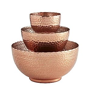 47th & Main Rustic Hammered Aluminum Bowl Set, 3-Count, Copper