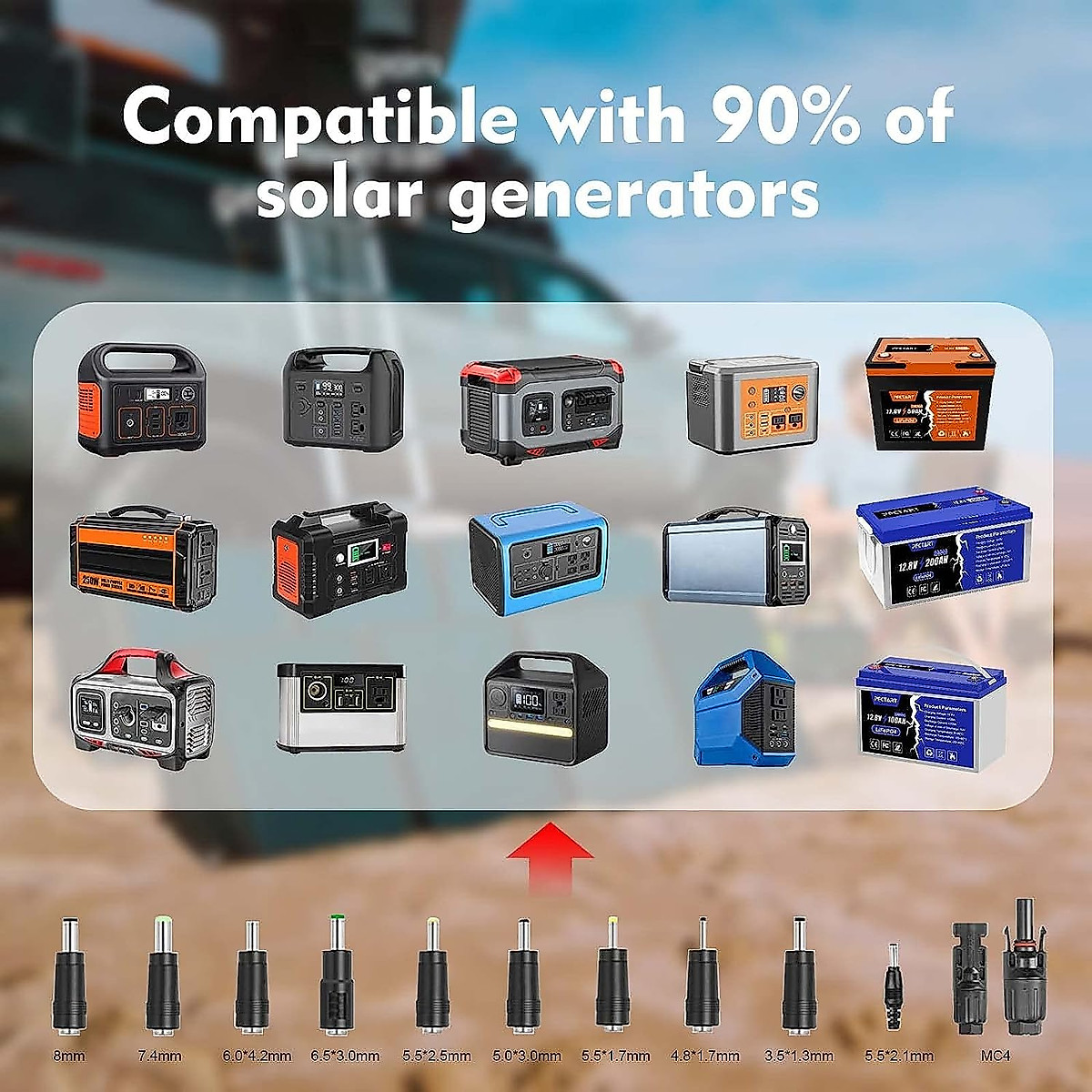 200W Portable Solar Panel for Jackery/BLUETTI/ECOFLOW Power Station, 18V Solar Panel, IP65 Waterproof Solar Panel kit with 2 USB QC + 1 PD + MC4 Output