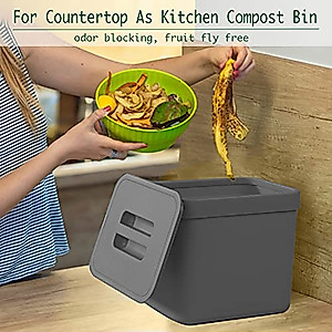 Kitchen Trash Can with Lid, LALASTAR Wall-Mounted Under Sink Small Garbage Can for Kitchen, Bathroom, Compost Bin Countertop, Cabinet Trash Can Hanging, 1.8 Gallon, (Black, 7L)