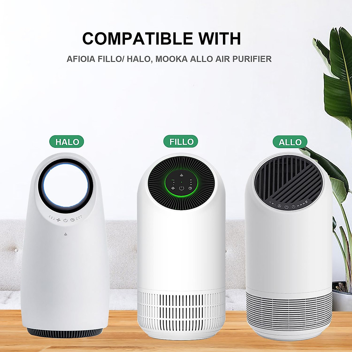 2-Pack H13 True HEPA Replacement Filter, Compatible with Afloia Fillo, Afloia Halo, Mooka Allo and Honati Air Purifier, 3-in-1 Pre-filter, True HEPA and Activated Carbon Filtration
