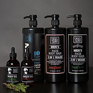 Dead Sea Collection 3 in 1 Body Wash for Men – Sandalwood Cleanser for Body, Hair and Face - Pack of 2 Bottles (33,8 Fl. Oz. Each)