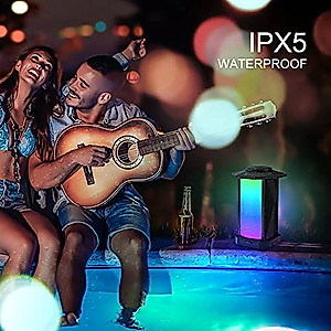 Ortizan Outdoor Bluetooth Speakers, 50W Loud Wireless Waterproof Lantern Speaker, Deep Bass/Hi-Fi/RGB Lights/IPX5/40H Play/EQ/DSP/Power Bank/USB/TF/AUX, Up to 100 Speakers Synch for Party Patio Garden