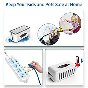 Surge Protector Power Strip with Cable Management Box, 6 Outlets and 2 USB Ports with Switch Control, Flat Plug, 5ft Heavy-Duty Extension Cord, Cord Organizer Box for Home and Office - White