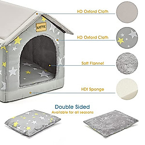 Jiupety Cozy Pet Bed House, Indoor/Outdoor Pet House, L Size for Cat and Medium Dog, Warm Cave Sleeping Nest Bed for Cats and Dogs, Gray
