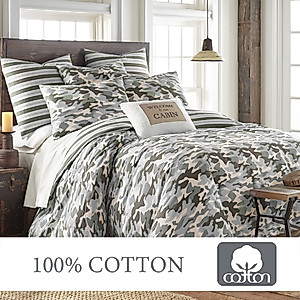 Levtex Home - Camo Green Duvet Cover Set - King Duvet Cover + Two King Pillow Cases - Green, Taupe, Grey - Duvet Cover (108 x 96in.) and Pillow Case (36 x 20in.) - Cotton