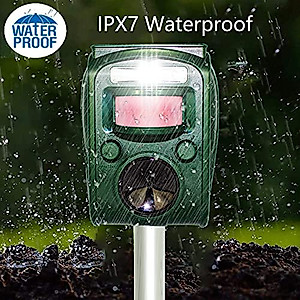 2023 Solar Ultrasonic in Repellent Defender Rat, Squirrel, Deer, Raccoon, Skunk, Rabbit, Mole, Dog, Cat, Waterproof with Motion Detector