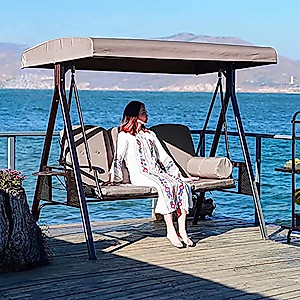 Outdoor Swing Canopy Replacement,Patio Chair Top Cover for Swing,Garden Porch Seat Furniture,2 & 3 Seater Waterproof UV Resistant Swing Canopy Seat Top Sunproof Protection Cover for Patio Garden Yard