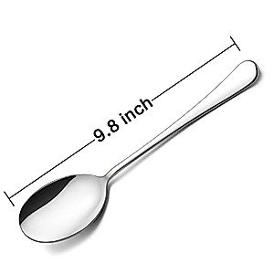 Serving Spoons X 6, HaWare 9.8 inches Large Size Stainless Steel Serving Spoon, Elegant Design for Kitchen/Buffet/Party, Mirror Polished and Dishwasher Safe(6 Pack)