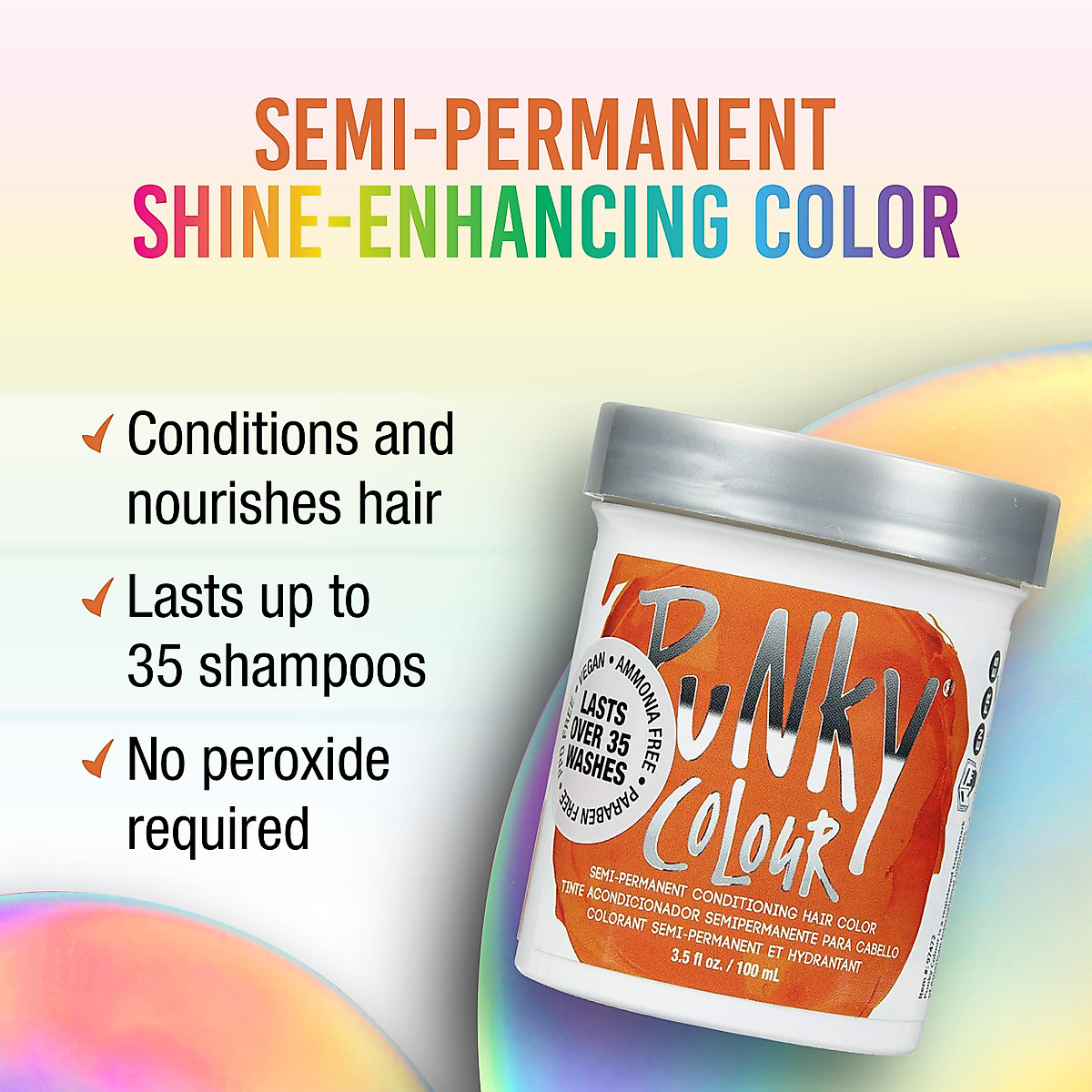 Punky Flame Semi Permanent Conditioning Hair Color, Non-Damaging Hair Dye, Vegan, PPD and Paraben Free, Transforms to Vibrant Hair Color, Easy To Use and Apply Hair Tint, lasts up to 35 washes, 3.5oz