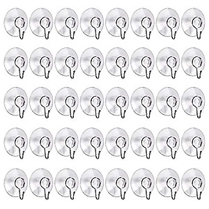Awpeye Suction Cup Hooks, 1.77 Inches Universal Clear PVC Suction Cups for Shower Removable Window Suction Cups with Hooks for Kitchen Bathroom, Wall, Glass-40 Packs