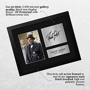 HWC Trading David Suchet Framed Gift Signed Printed Autograph Poirot Photo Display - US Letter Size