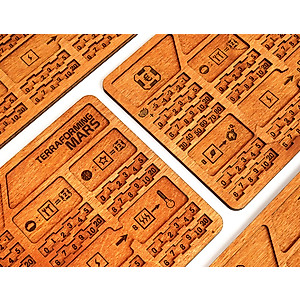 SMONEX 5 Wood Player Boards Compatible with Terraforming Mars Board Game - Gaming Organization with Player Trays Suitable for All Terraforming Mars Expansions