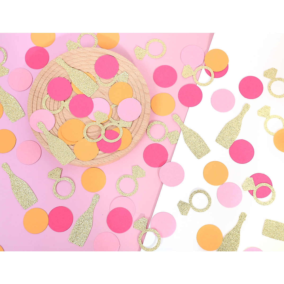 Veuve Before Vows Confetti Party Decor - Rendez Bridal Shower Photo props,Diamond Champagne Pink Rose Red Orange Round Confetti Perfect for Any Event