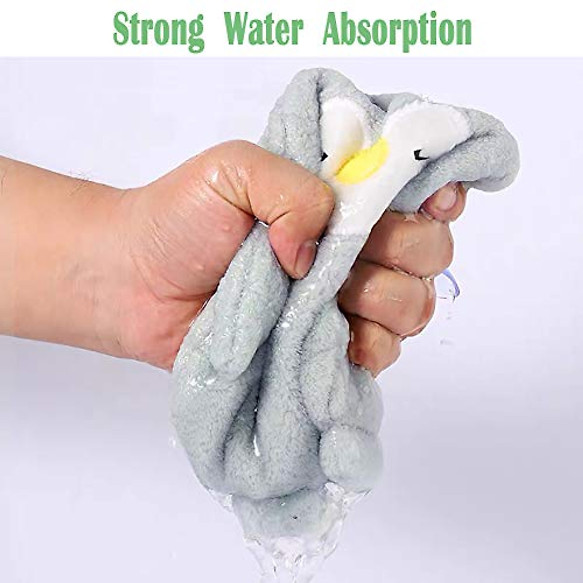 Hanging Hand Towels ( 2 In 1 set ) - Ultra Soft Coral Fleece Penguin Hand Bath Towel with Hanging Loop - Absorbent Towel for Bathroom Cleaning and Drying Washcloth - 9 X 9 Inches(Khaki+Blue)